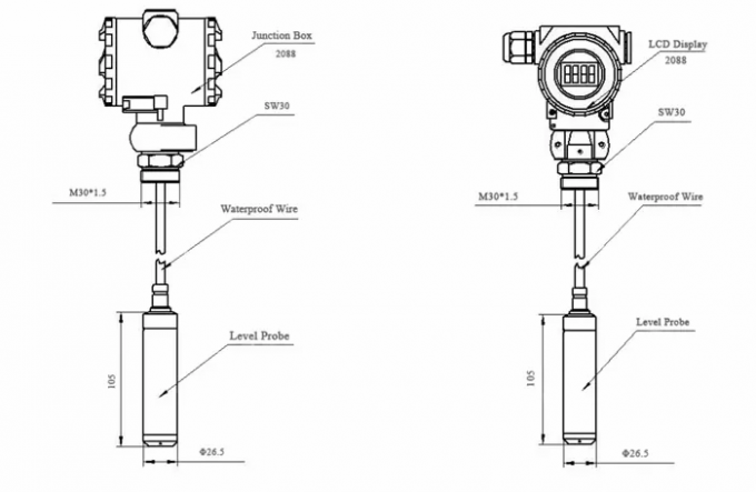 Split Type Electronic Water Level Pressure Sensor With ISO9001 Certificate